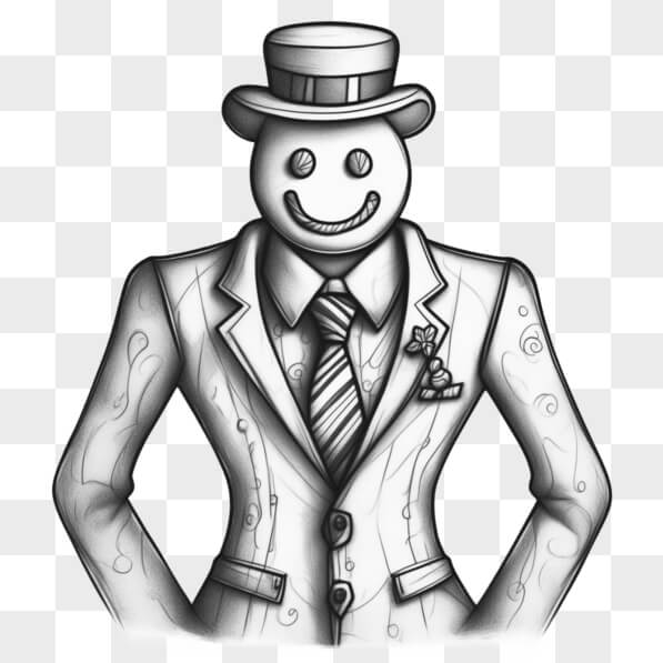 Download Stylized Character in Formal Attire with Smile Mask Sketches ...