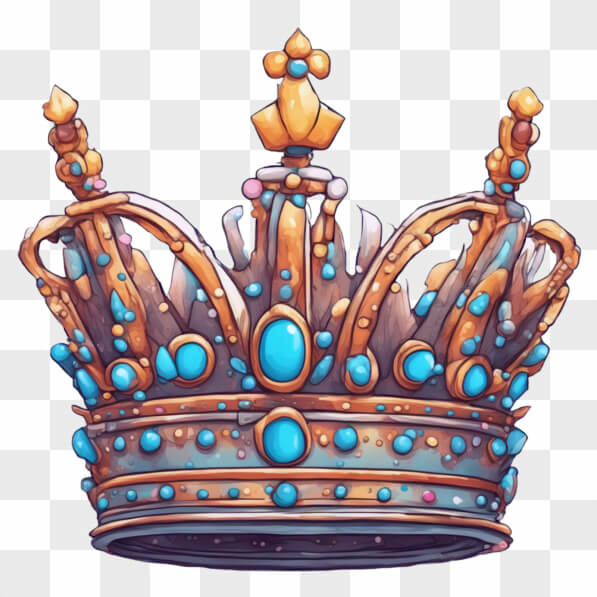 Download Ornate Crown with Blue and Gold Accents Cartoons Online ...
