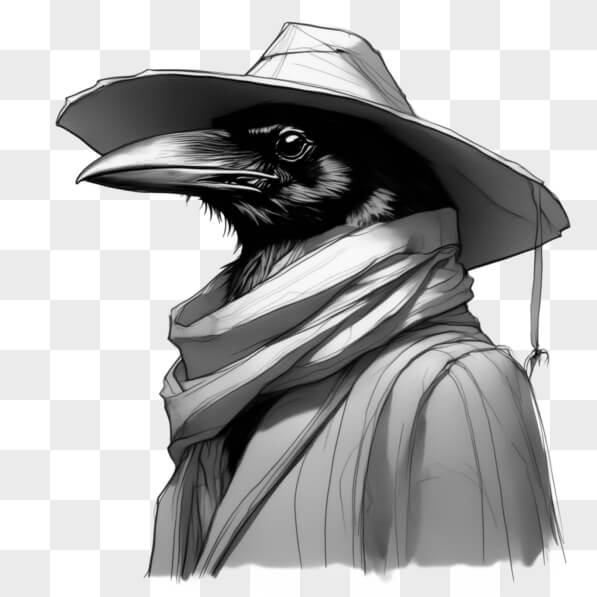 Download Stylized crow in a hat and cloak Sketches Online - Creative ...