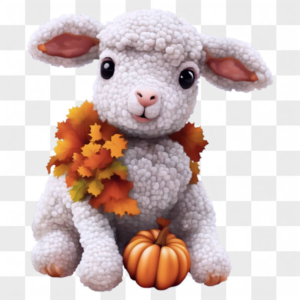 Download Cute Cartoon Lamb with Autumn Leaves and Pumpkin Cartoons ...