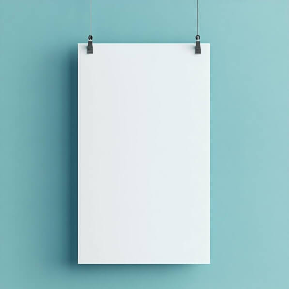 Descarga Póster en blanco en pared azul Mockups En Línea - Creative Fabrica