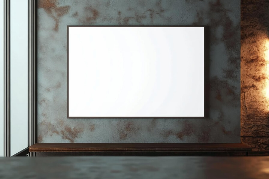 Download Blank Frame on Textured Wall in Modern Interior Mockups Online ...