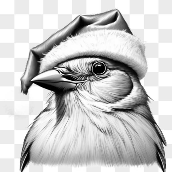 Descarga Ilustración de un pájaro con gorro de Santa Bocetos En Línea ...