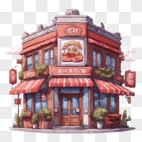 Download Animated Restaurant Building with Red and White Stripes ...