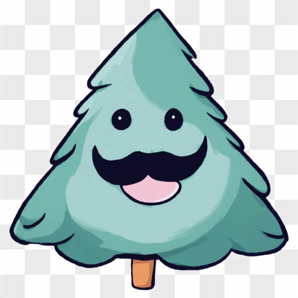 Download Cartoon Pine Tree Character with Mustache and Smile Cartoons ...
