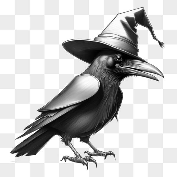 Download Whimsical Crow in a Wizard Hat Sketches Online - Creative Fabrica