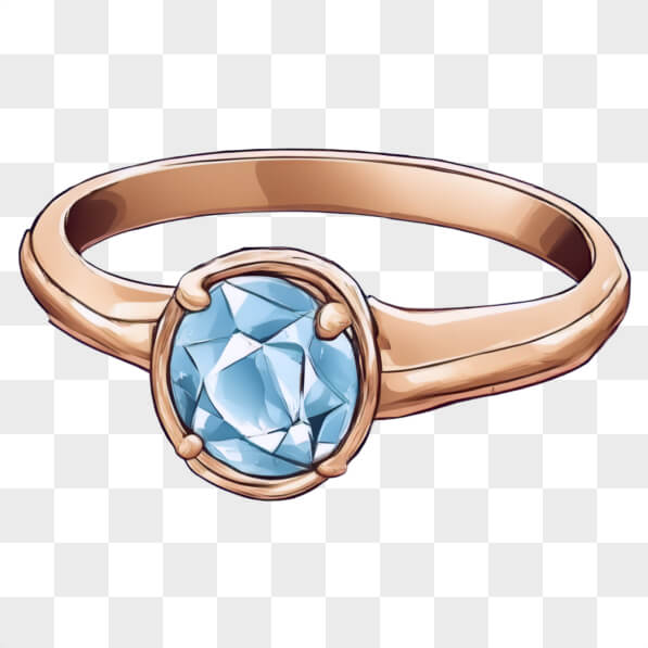 Download Elegant Rose Gold Ring with Blue Gemstone Cartoons Online ...