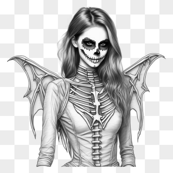 Download Gothic Skeleton Woman with Bat Wings Sketches Online ...