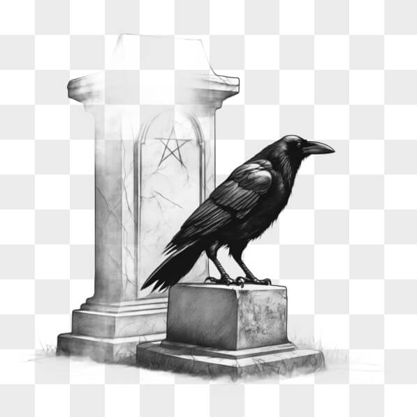 Download Raven on Tombstone with Star Symbol Sketches Online - Creative ...