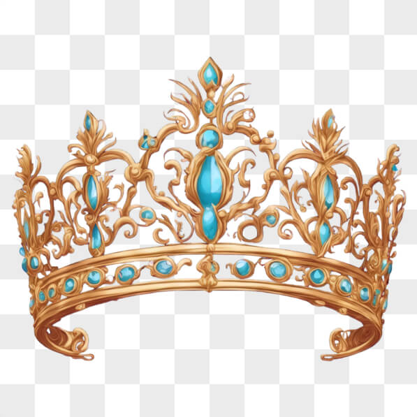 Download Ornate Golden Crown with Turquoise Gemstones Cartoons Online ...