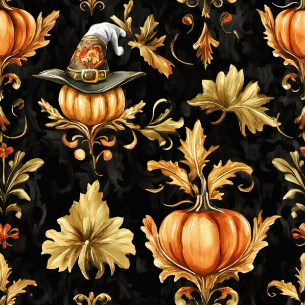 Download Decorative Halloween Pattern with Pumpkins and Floral Designs ...