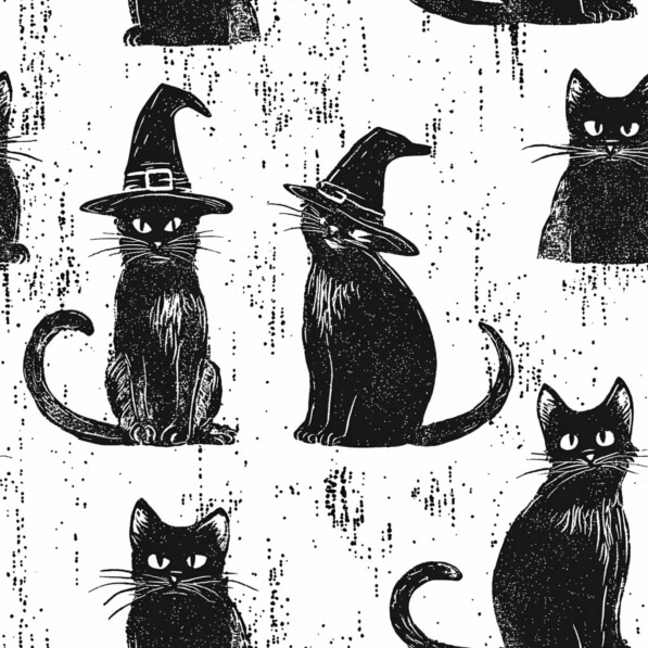Download Pattern of Black Cats with Witch Hats Patterns Online ...