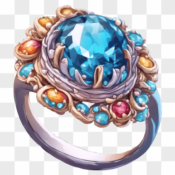 Download Intricate Ring with Blue Gemstone Cartoons Online - Creative ...