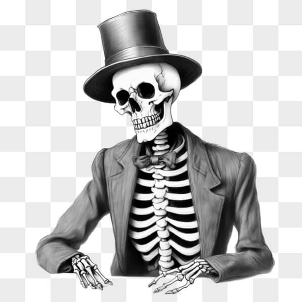 Download Stylized Skeleton in Formal Attire Sketches Online - Creative ...