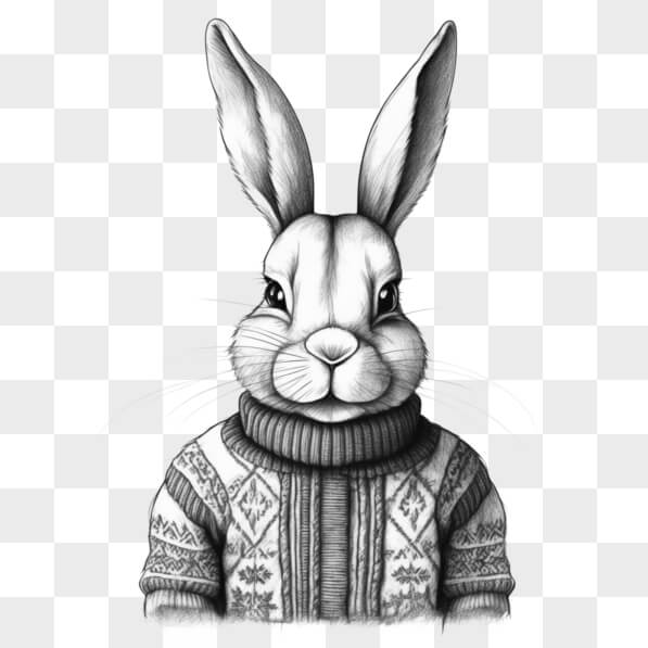 Download Stylized Rabbit in Sweater Sketches Online - Creative Fabrica