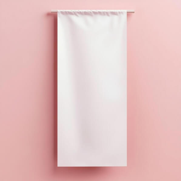 Descarga Tela blanca minimalista colgando en pared rosa Mockups En ...