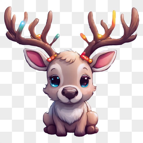 Download Cute Cartoon Reindeer with Colorful Lights Cartoons Online ...