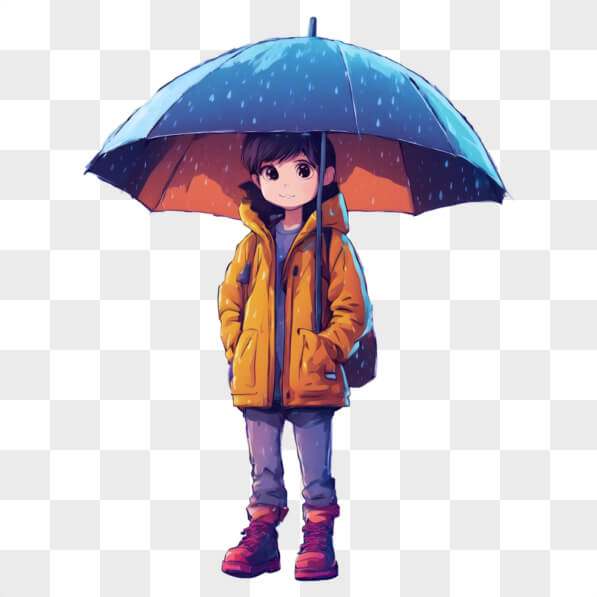 Download Animated character with umbrella in the rain Cartoons Online ...