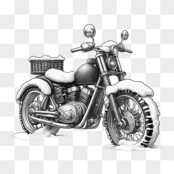 Download Motorcycle Covered in Snow Sketches Online - Creative Fabrica