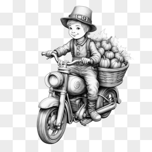 Download Boy Riding Motorcycle with Pumpkins Sketches Online - Creative ...