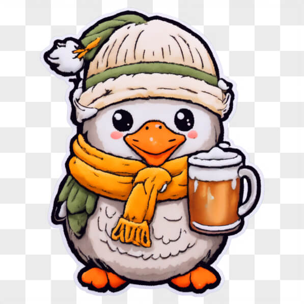 Descarga Pato Kawaii con Taza de Cerveza Kawaii En Línea - Creative Fabrica