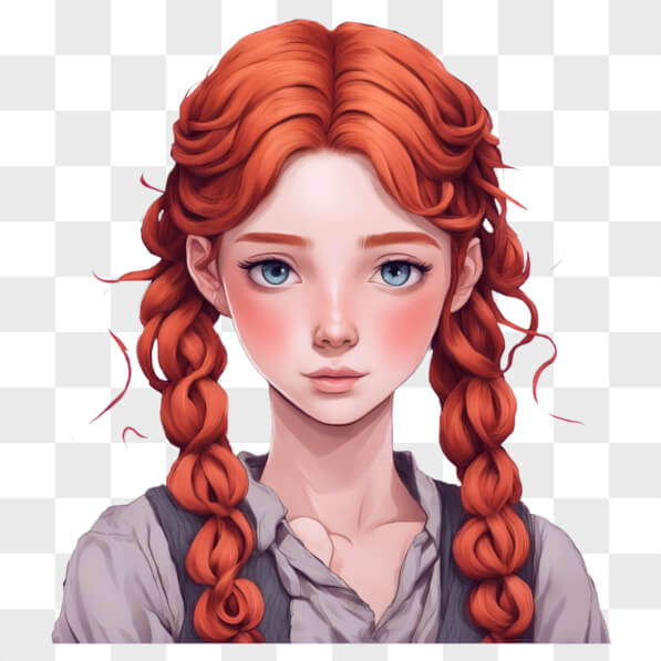 Descarga Retrato de una joven con cabello rojo Cartoons En Línea - Creative Fabrica