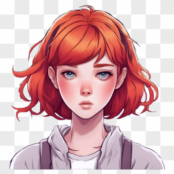 Descarga Retrato estilizado de una joven con cabello naranja Cartoons En Línea - Creative Fabrica