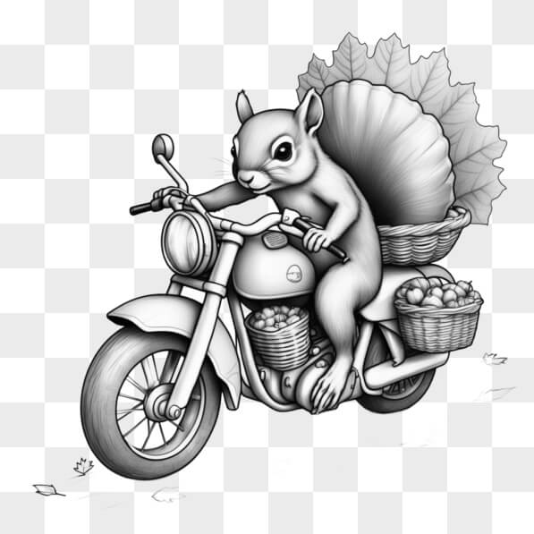 Download Squirrel Riding Motorcycle with Autumn Leaves Sketches Online ...