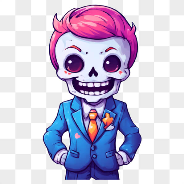 Download Kawaii Skeleton Character in Blue Suit Kawaii Online ...