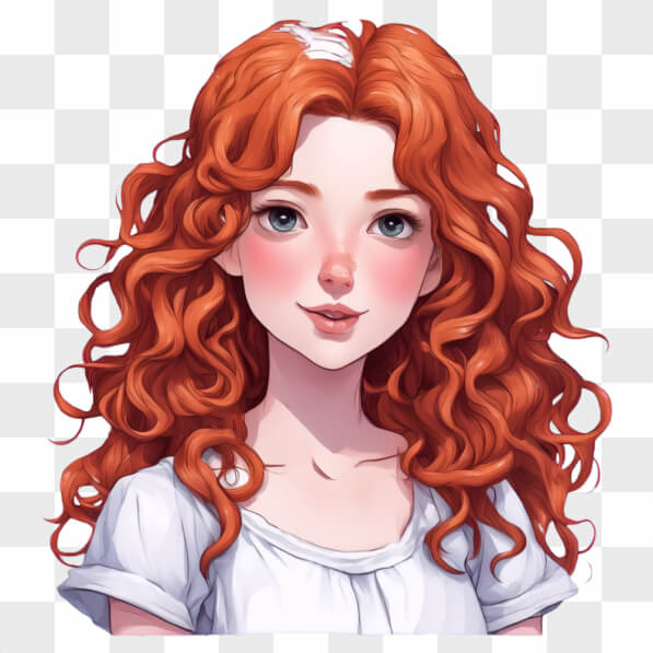Descarga Retrato de una joven con cabello rizado rojo Cartoons En Línea - Creative Fabrica