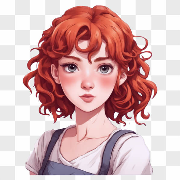 Descarga Retrato de una joven con cabello rizado rojo Cartoons En Línea - Creative Fabrica