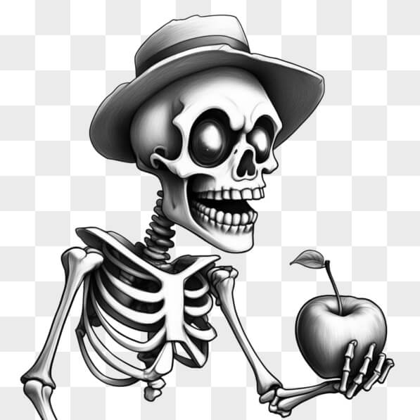Download Playful Skeleton Holding an Apple Sketches Online - Creative ...