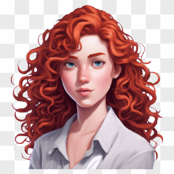 Descarga Retrato de una joven con cabello rizado rojo Cartoons En Línea - Creative Fabrica