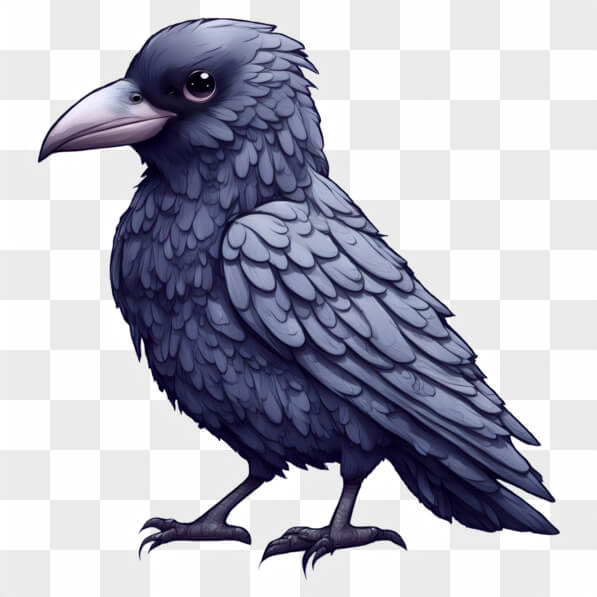 Download Illustrated Raven with Fluffy Feathers and Expressive Eyes ...