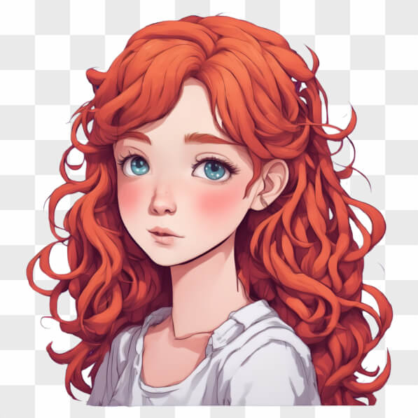 Descarga Retrato estilizado de una niña con cabello rojo Cartoons En Línea - Creative Fabrica