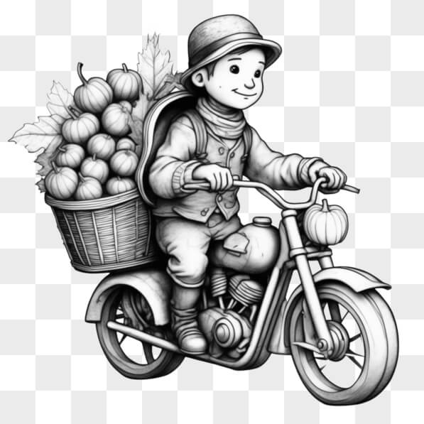 Download Boy Riding Motorcycle with Pumpkins Sketches Online - Creative ...