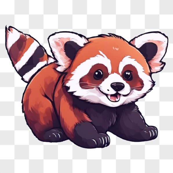 Download Cute Red Panda Sitting Happily Cartoons Online - Creative Fabrica