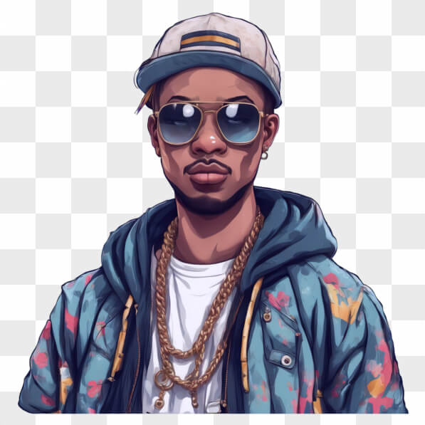 Download Stylish Young Man in Floral Jacket and Sunglasses Cartoons ...