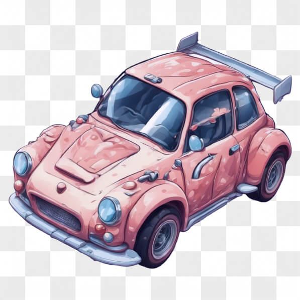 Download Whimsical Pink Retro Car Cartoons Online - Creative Fabrica