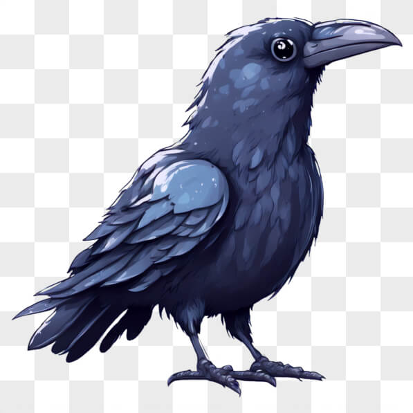 Download Illustrated Raven in Blue Tones Cartoons Online - Creative Fabrica