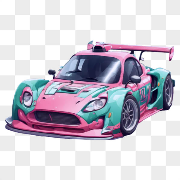 Download Stylized Racing Car with Pink and Green Design Cartoons Online ...