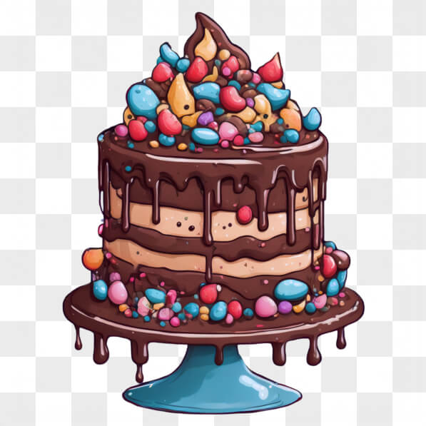 Download Decadent Layer Cake with Candy Toppings Cartoons Online ...