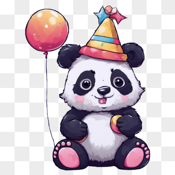 Download Cute Cartoon Panda Celebrating with Balloon Cartoons Online ...