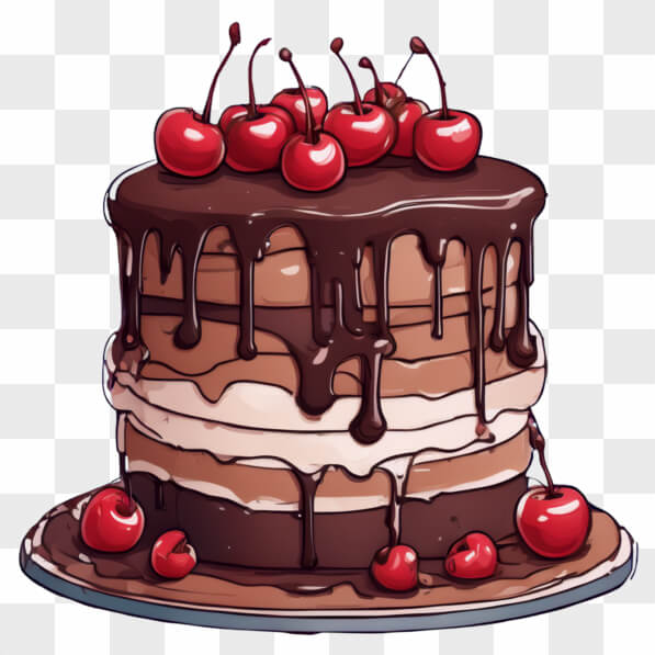 Download Delicious Chocolate Layer Cake with Cherries Cartoons Online ...