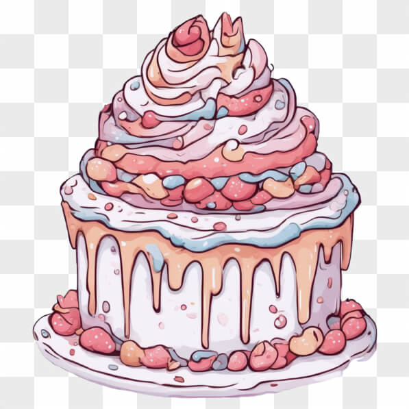 Download Decorative Layered Cake with Colorful Frosting Cartoons Online ...