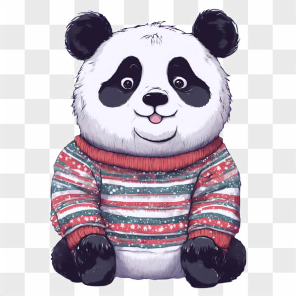 Download Cute cartoon panda in a striped sweater Cartoons Online ...