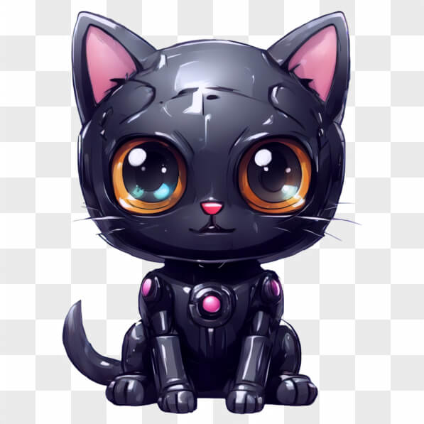 Download Kawaii Robot Kat met Grote Ogen en Metalen Lichaam Kawaii ...