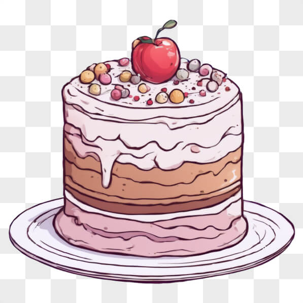 Download Decorated Layer Cake with Apple Topping Cartoons Online ...