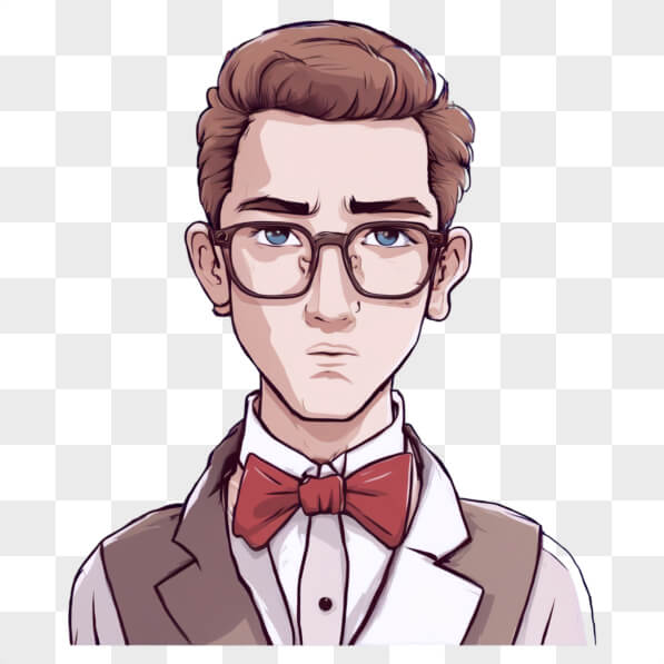 Download Serious Animated Character with Glasses and Bow Tie Cartoons ...
