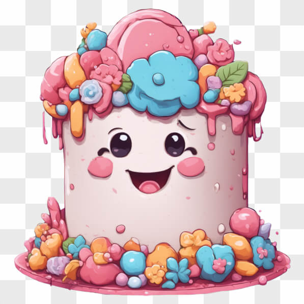 Download Whimsical Colorful Cake with Happy Face Cartoons Online ...
